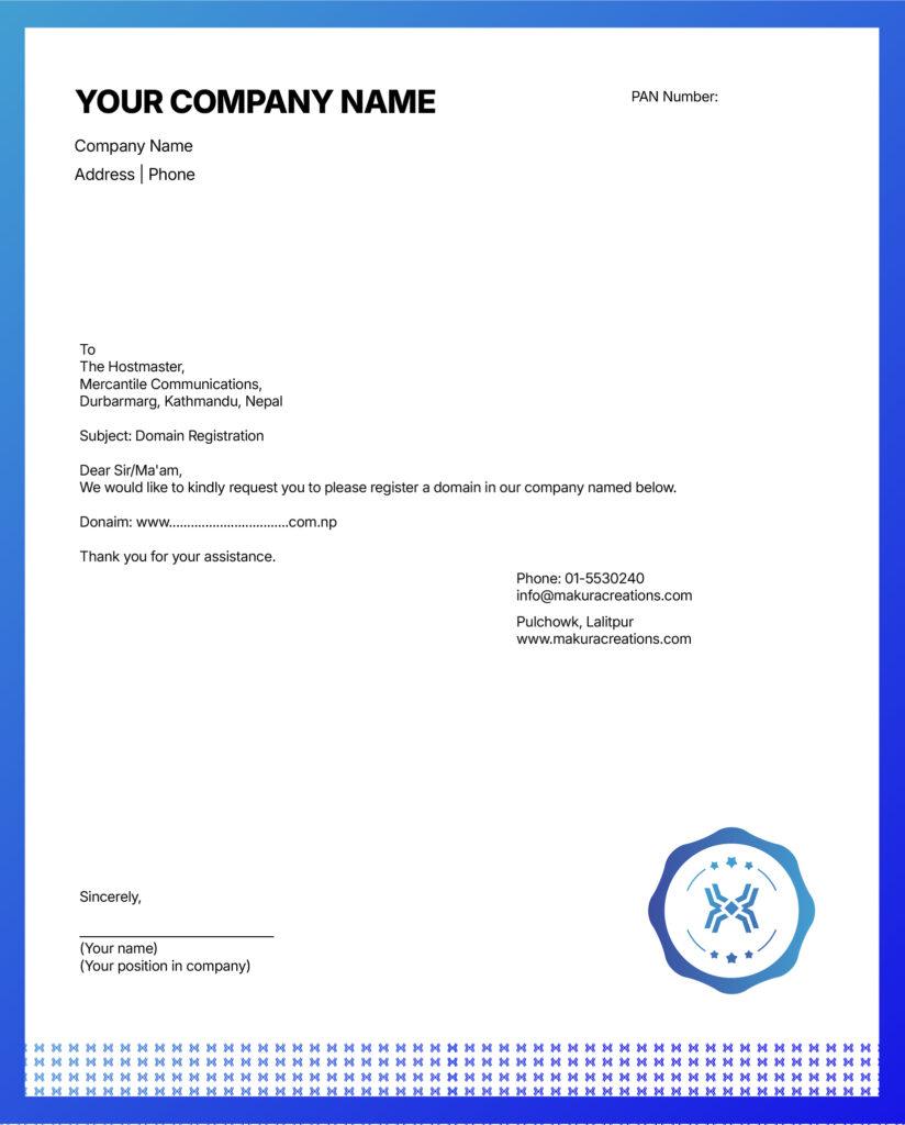 Np Domain Registration Cover Letter Generator
